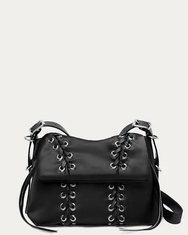 AIMEE Lace Up Double Entry Crossbody - Black