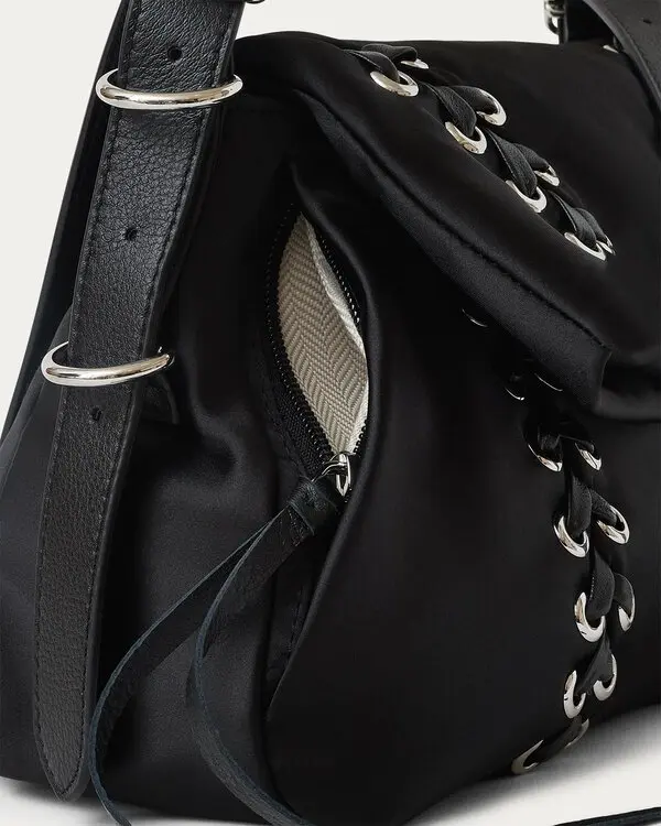 AIMEE Lace Up Double Entry Crossbody - Black