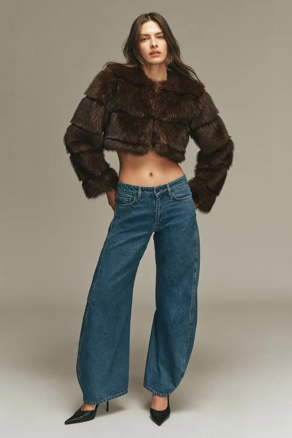 Bardot Petro Cropped Faux Fur Jacket