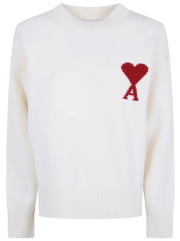 AMI Paris De Coeur" Crewneck Sweatshirt - White