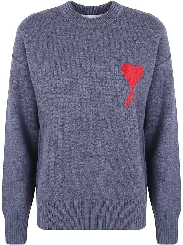 AMI Paris De Coeur" Crewneck Sweatshirt - Gray