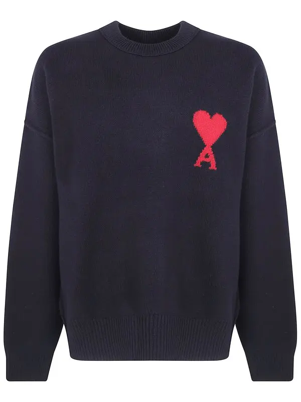 AMI Paris Crewneck Wool Sweatshirt - Black