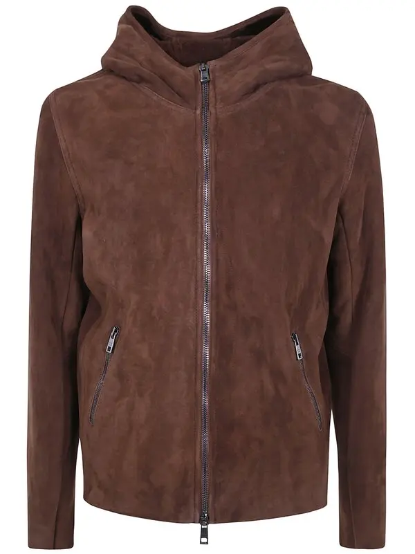 GIORGIO BRATO Hooded Shearling Leather Jacket