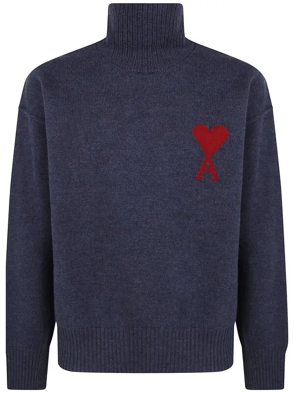 AMI Paris Sweater Funnel Neck "quota De Coeur