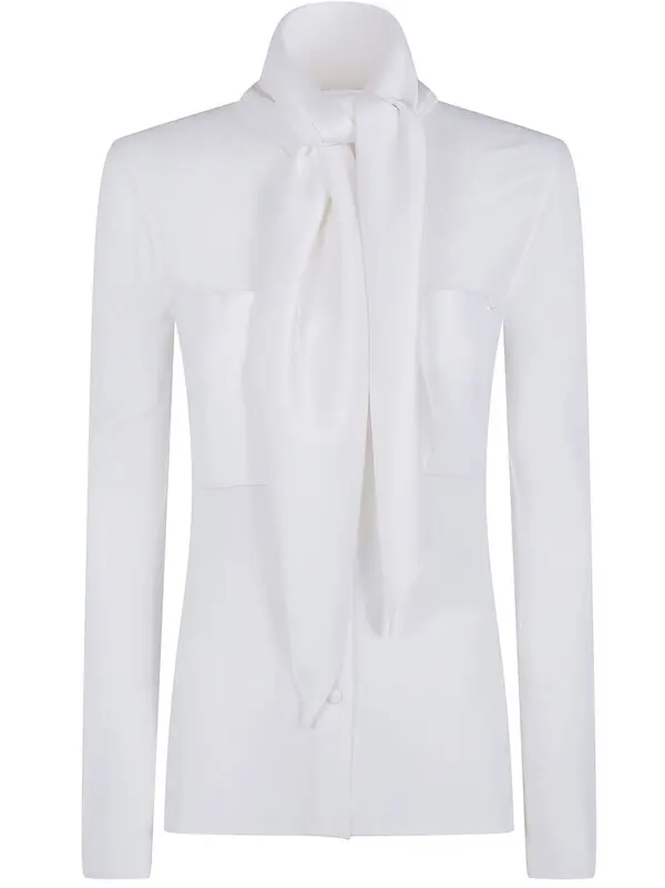 COURREGES Shirt Satin Scarf Collar Jersey