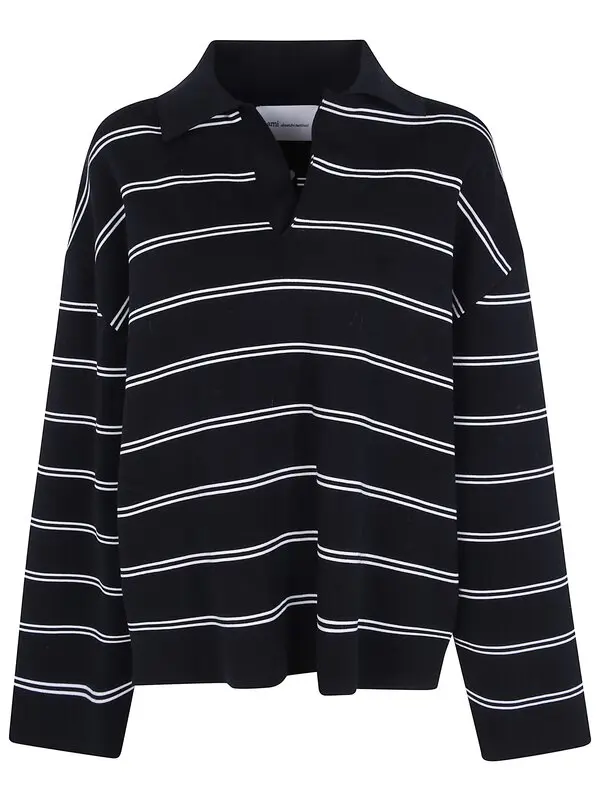 AMI Paris Striped Cotton Polo