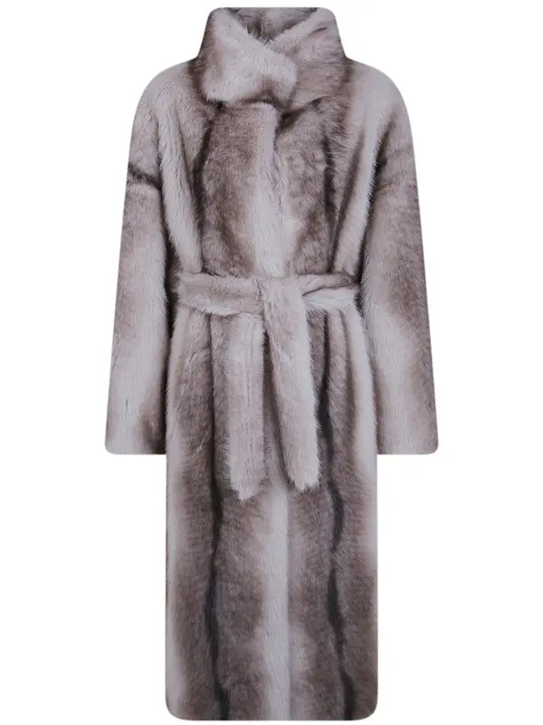 THE FRANKIE SHOP Ravello Faux Fur Coat - Gray