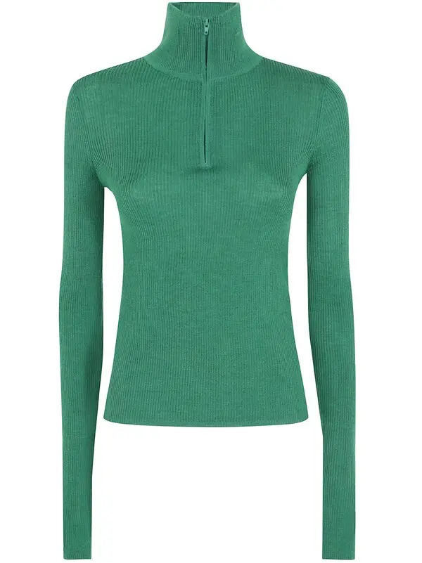 THE FRANKIE SHOP Ribbed Knit Zip Sweater