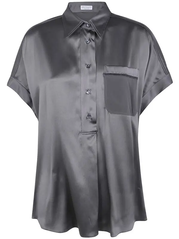 Brunello Cucinelli Silk Short Sleeve Shirt