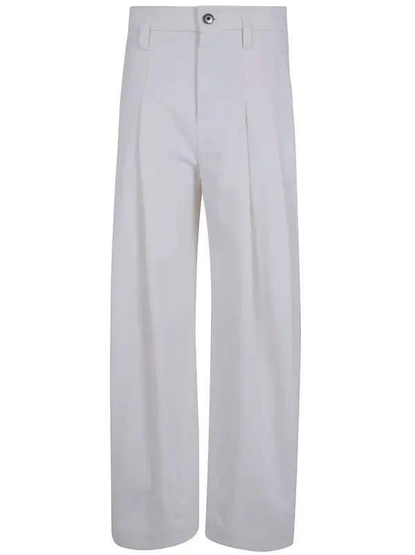 Brunello Cucinelli Cotton Wide Leg Pleated Trousers