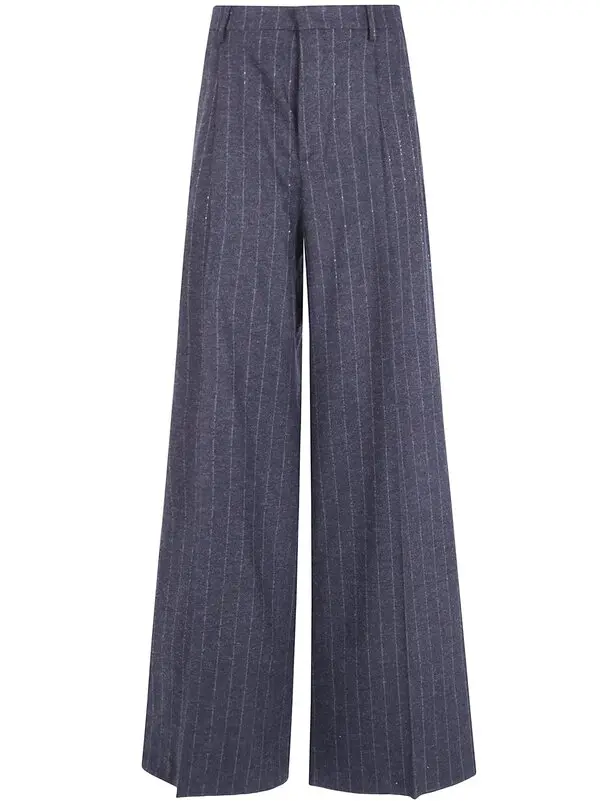 Tagliatore Wool Striped Wide-leg Trousers