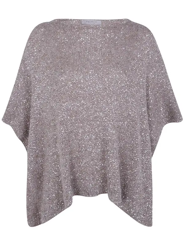 D.exterior Sweater Soft Alpaca Crystals Cape