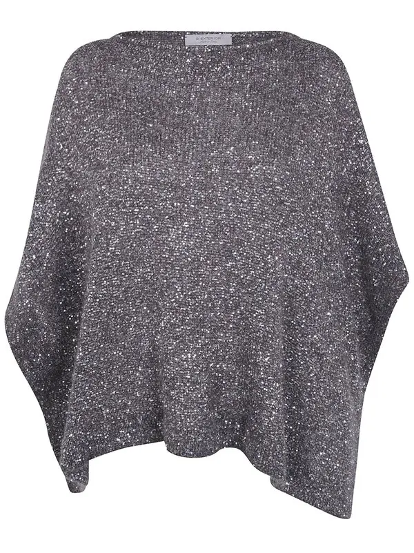 D.exterior Sweater Soft Alpaca Crystals Cape