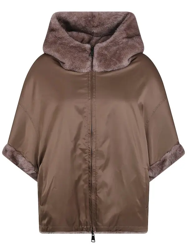 BETTA CORRADI Hooded Fur Trimmed Zip-up Coat