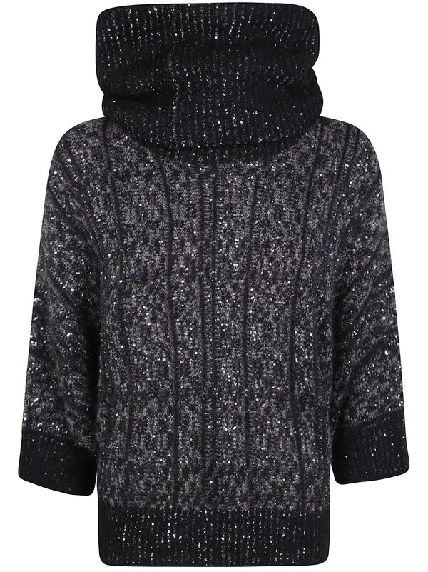 D.exterior Sweater Hooded "galles" Soft Alpaca Turtle Neck
