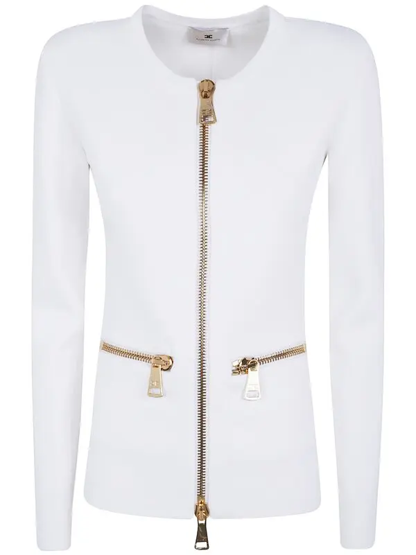 Elisabetta Franchi Viscose Zip-up Sweater - White