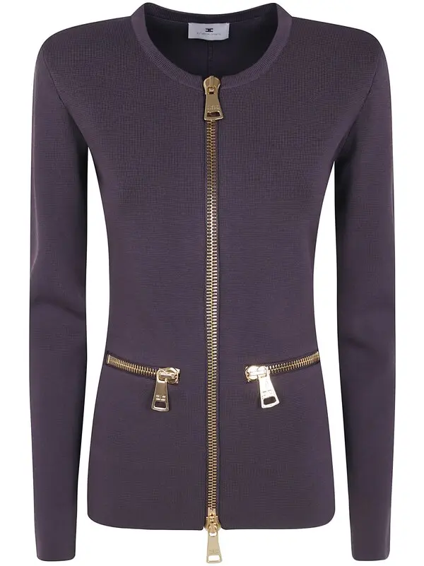 Elisabetta Franchi Zipper Detailed Ribbed Sweater