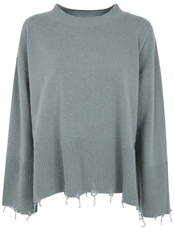 LABORATORIO Sweater Wool Hole Front "4728 4015 Sage