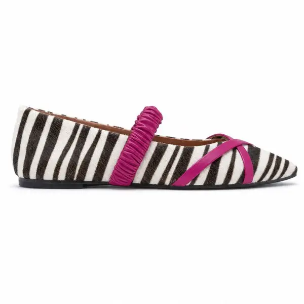ATHENARA BY MARCELA HERNANDEZ Cleo Zebra Print Ballet Flats - White