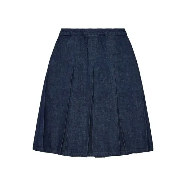 DR. DENIM Pleated Midi Skirt In Haze Rinse