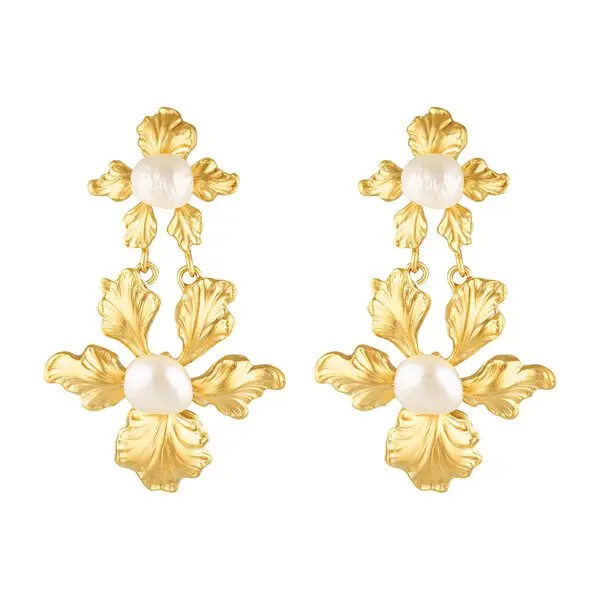 STEPHANIE BROWNE AUSTRALIA Miss Orchid Road Pearl Earrings - Gold
