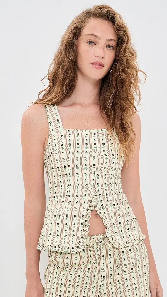 HOUSE OF SUNNY Vintage Rose Top - Multi Stripe