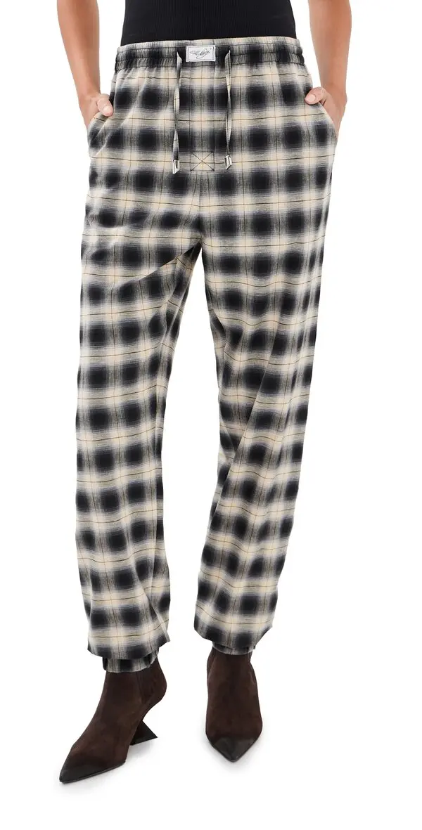 Attico Long Check Balloon Pants - Sand/black
