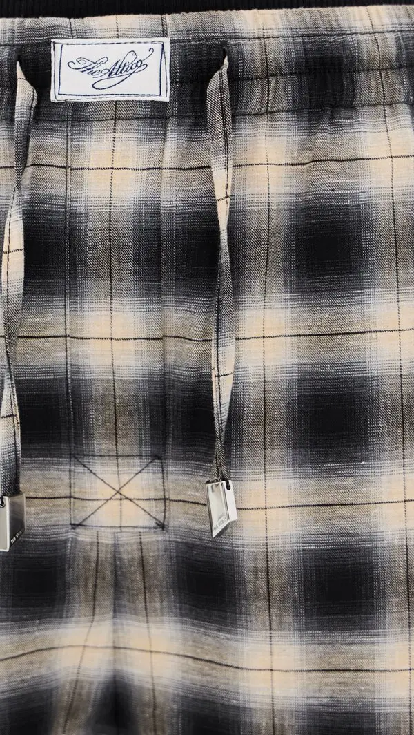 Attico Long Check Balloon Pants - Sand/black