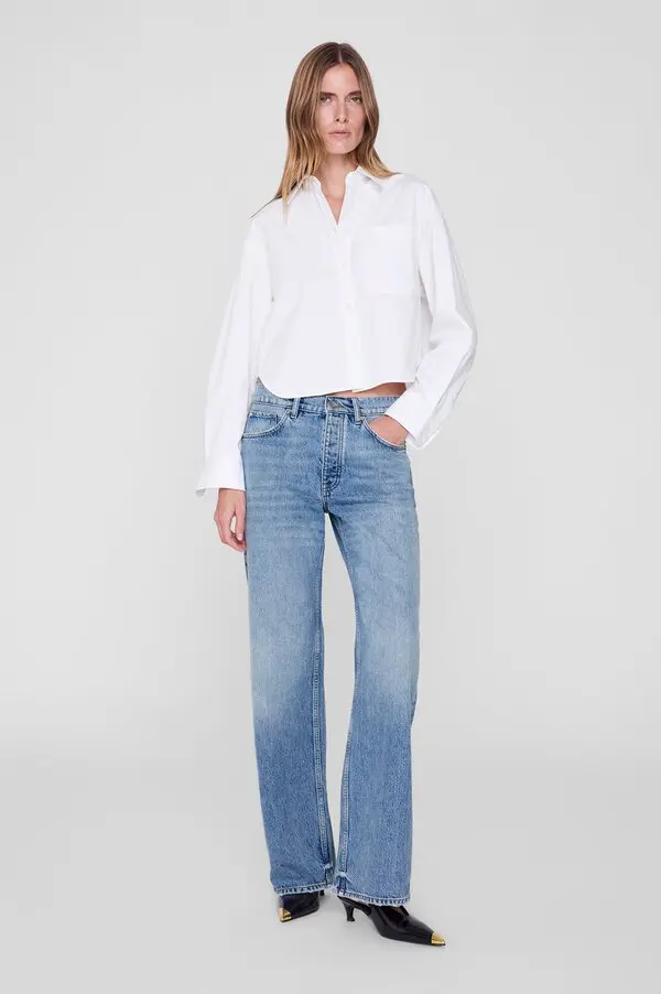 ANINE BING Scott Cropped Shirt