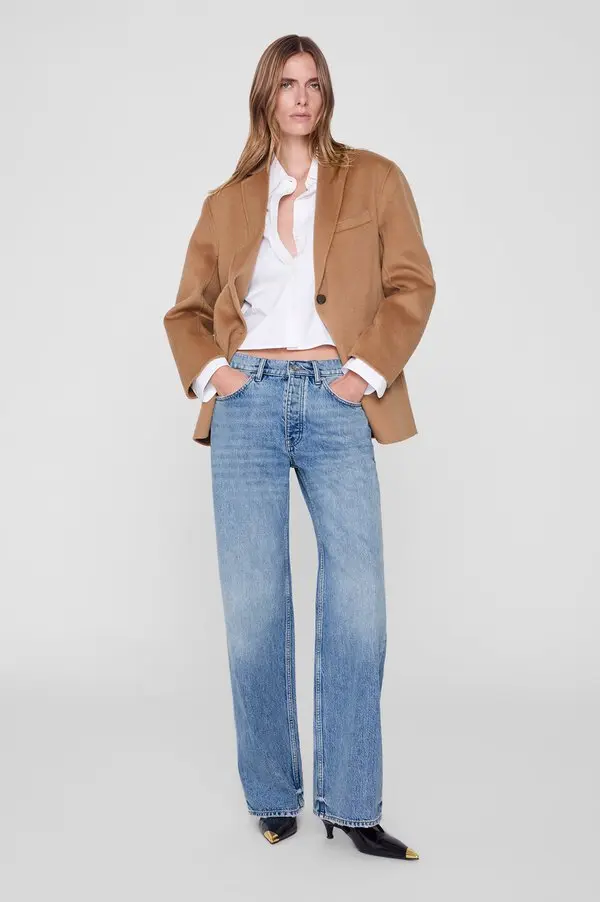 ANINE BING Scott Cropped Shirt