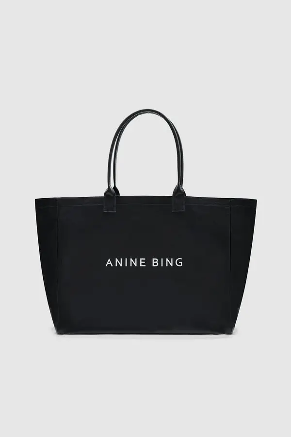 ANINE BING Leo Coated Canvas Tote Bag - Black