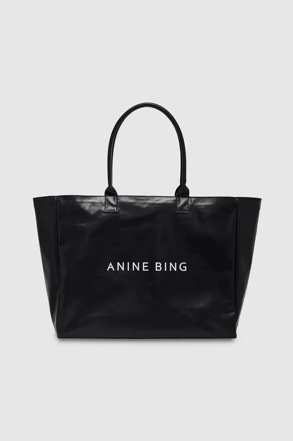 ANINE BING Leo Coated Canvas Tote Bag - Black