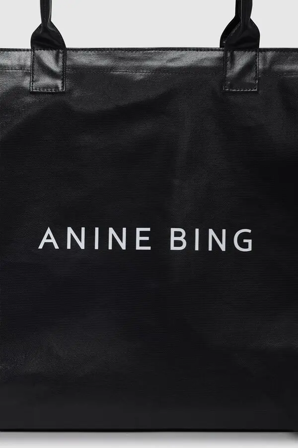 ANINE BING Leo Coated Canvas Tote Bag - Black