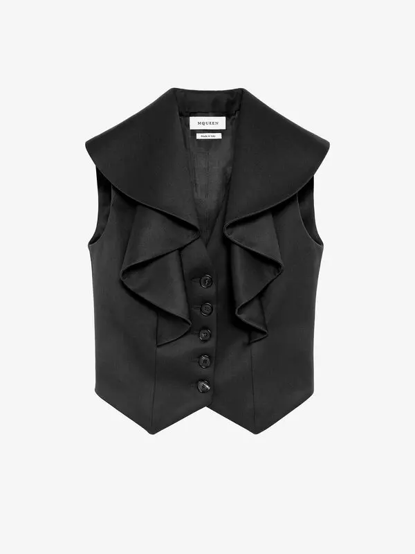 Alexander McQueen Waterfall Collar Tailored Waistcoat - Black