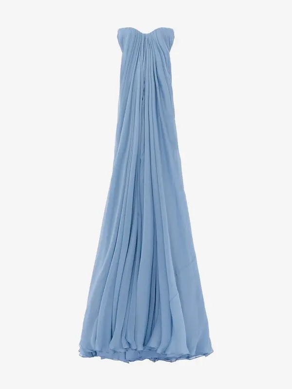 Alexander McQueen Bustier Evening Dress - Blue