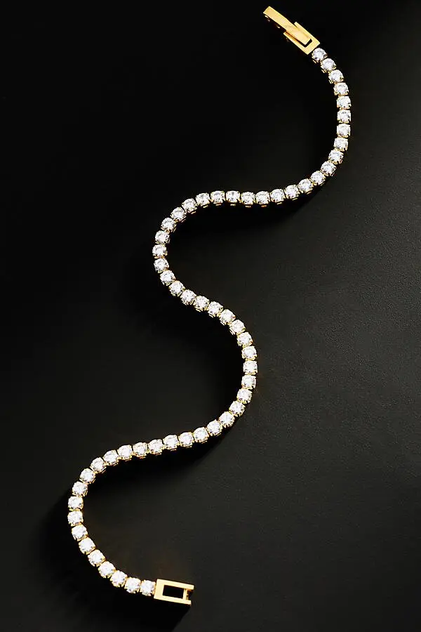 Anthropologie Demi-fine Crystal Tennis Bracelet - Gold