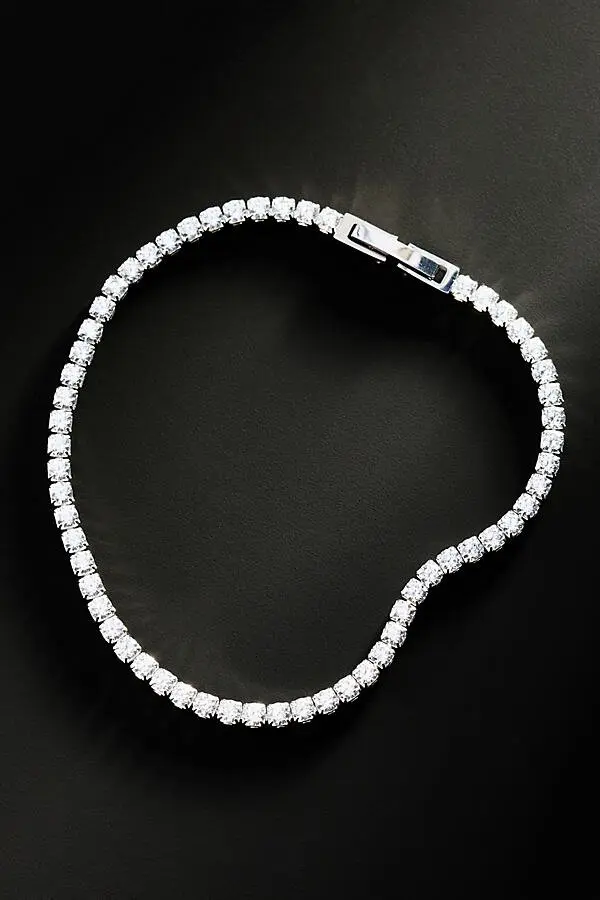 Anthropologie Demi-fine Crystal Tennis Bracelet - Silver