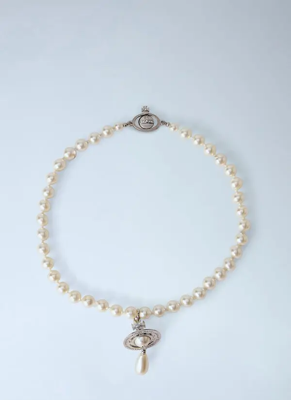 VIVIENNE WESTWOOD One Row Pearl Drop Choker - Silver