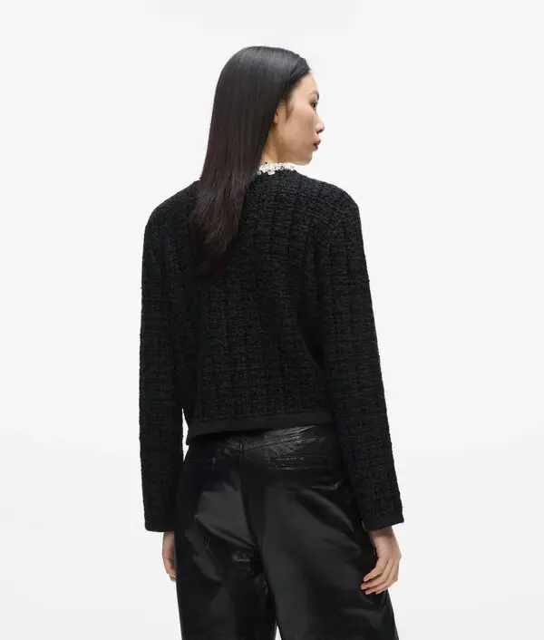 Karl Lagerfeld Textured Beaded Cardigan