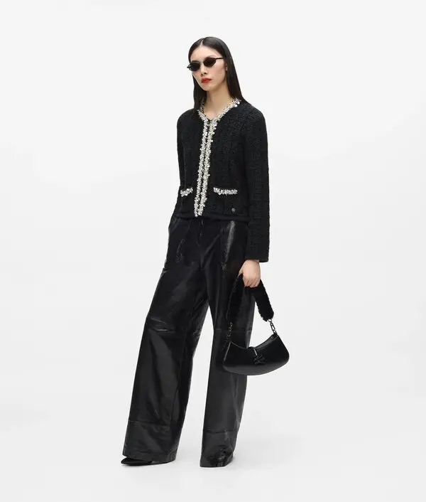 Karl Lagerfeld Textured Beaded Cardigan