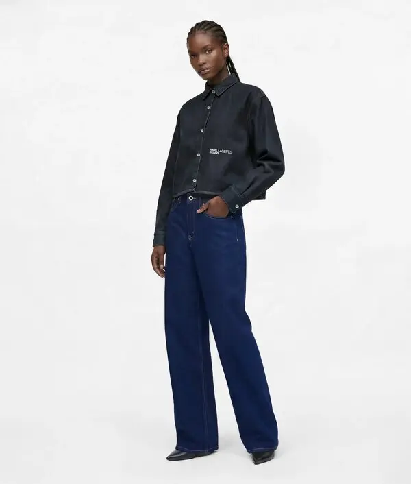 Karl Lagerfeld Glitter High-rise Relaxed Jeans - Rinse Blue