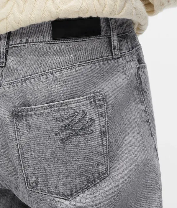 Karl Lagerfeld Coated Python Barrel-leg Jeans