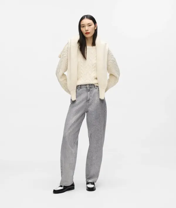 Karl Lagerfeld Coated Python Barrel-leg Jeans