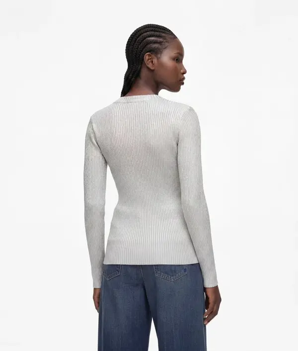 KL JEANS Jeans Metallic Ribbed Sweater With Shoulder Cut-out
