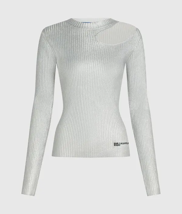 KL JEANS Jeans Metallic Ribbed Sweater With Shoulder Cut-out