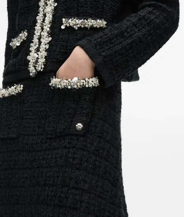 Karl Lagerfeld Faux-pearl Midi Knitted Skirt