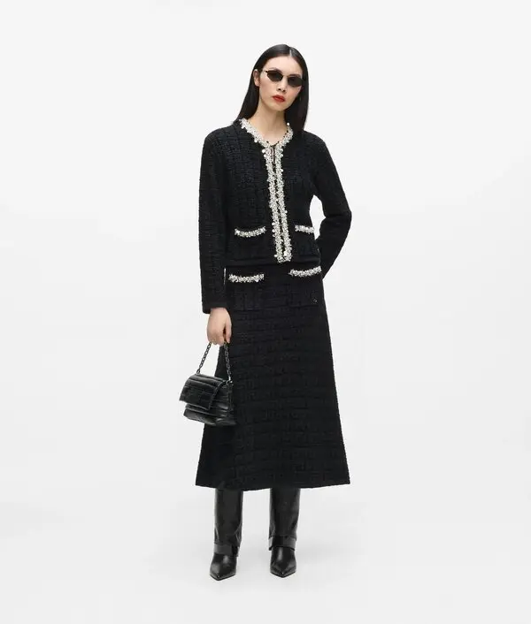 Karl Lagerfeld Faux-pearl Midi Knitted Skirt