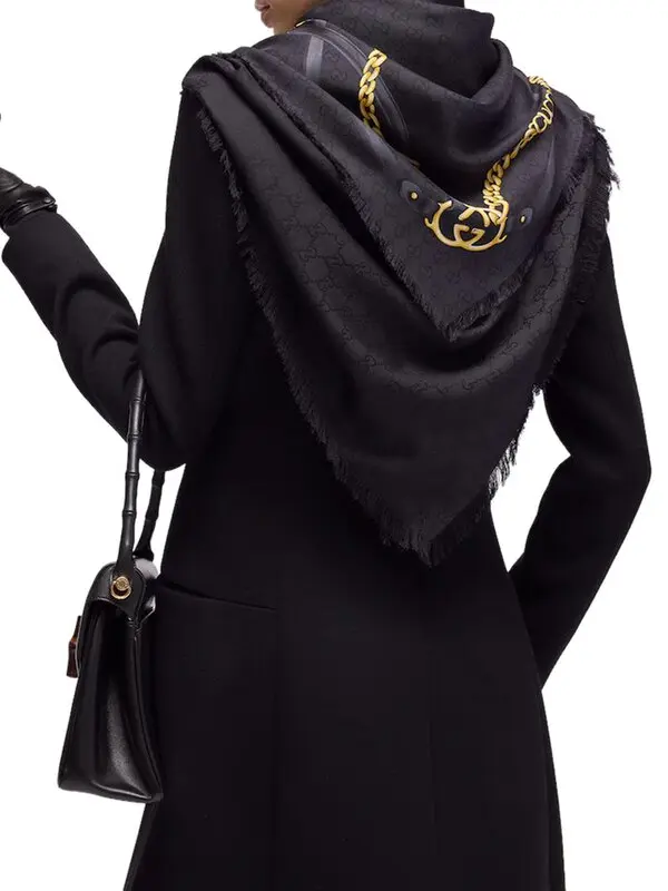 Gucci Gg Wool Silk Jacquard Cape