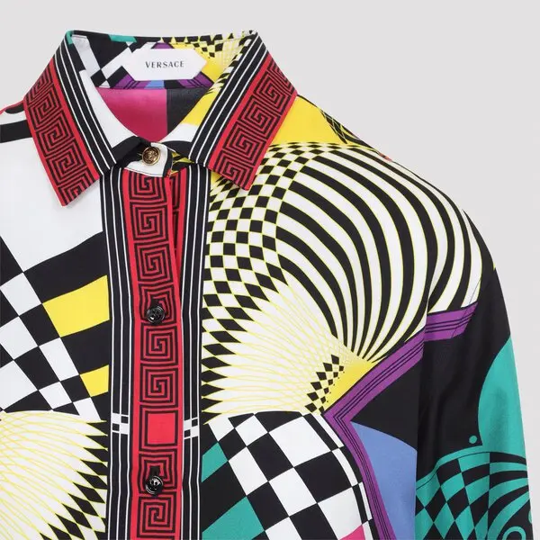 Versace Printed Shirt With Mandarin Collar