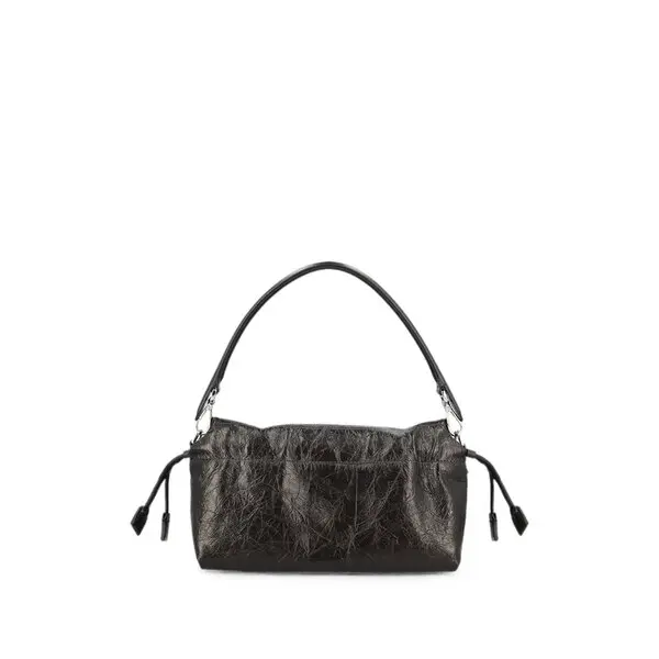 Fendi Baguette Soft Bag In Crackled Calfskin - Black